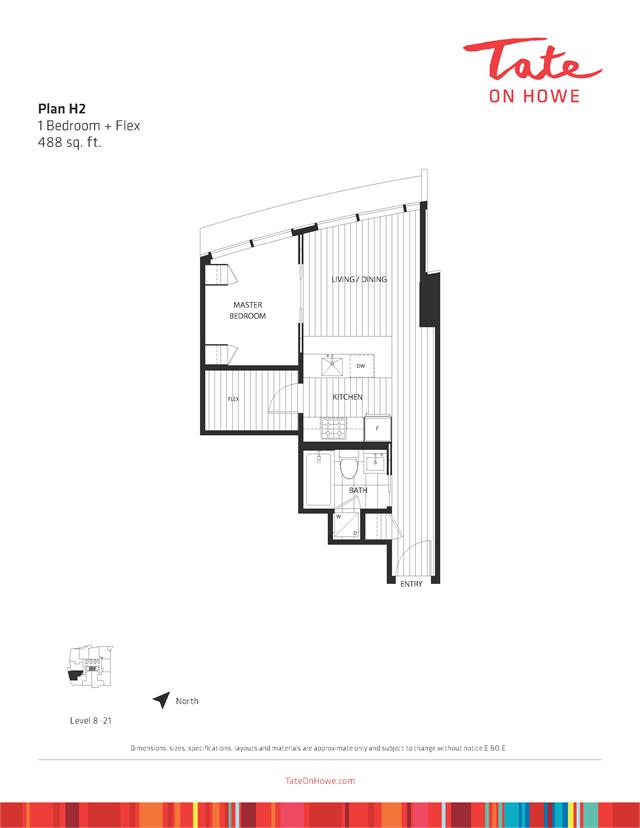 Tate Downtown - H2 Plan, Vancouver BC | Livabl