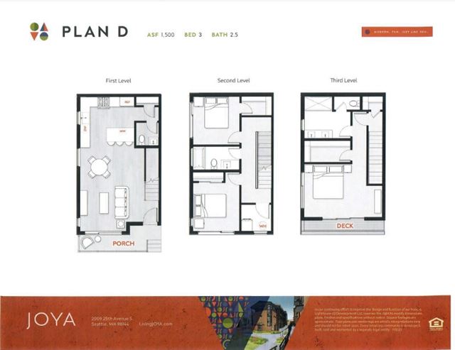 Joya Townhomes - UNIT D Plan, Seattle WA | Livabl